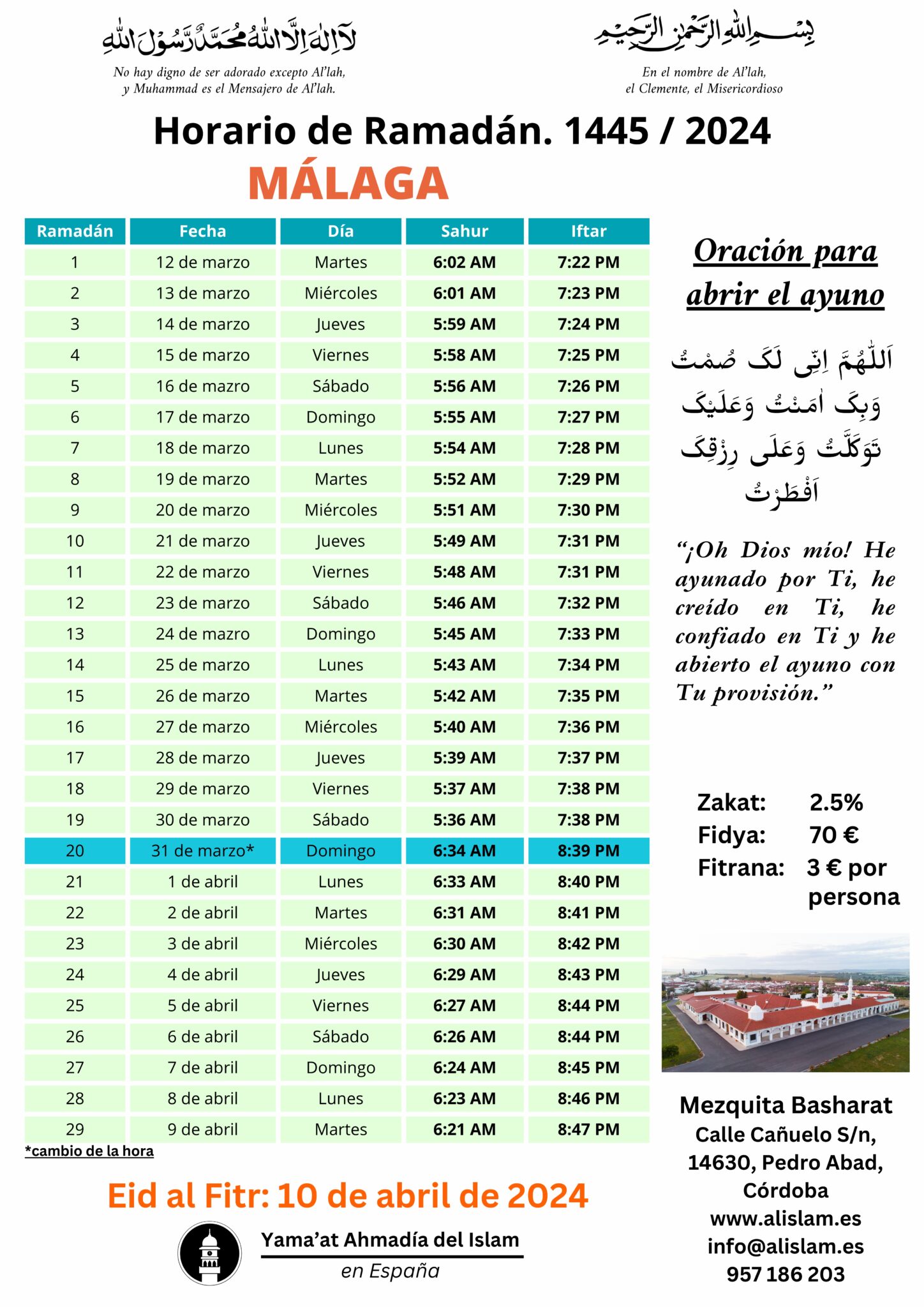 Calendario de Ramadán 2024 – España