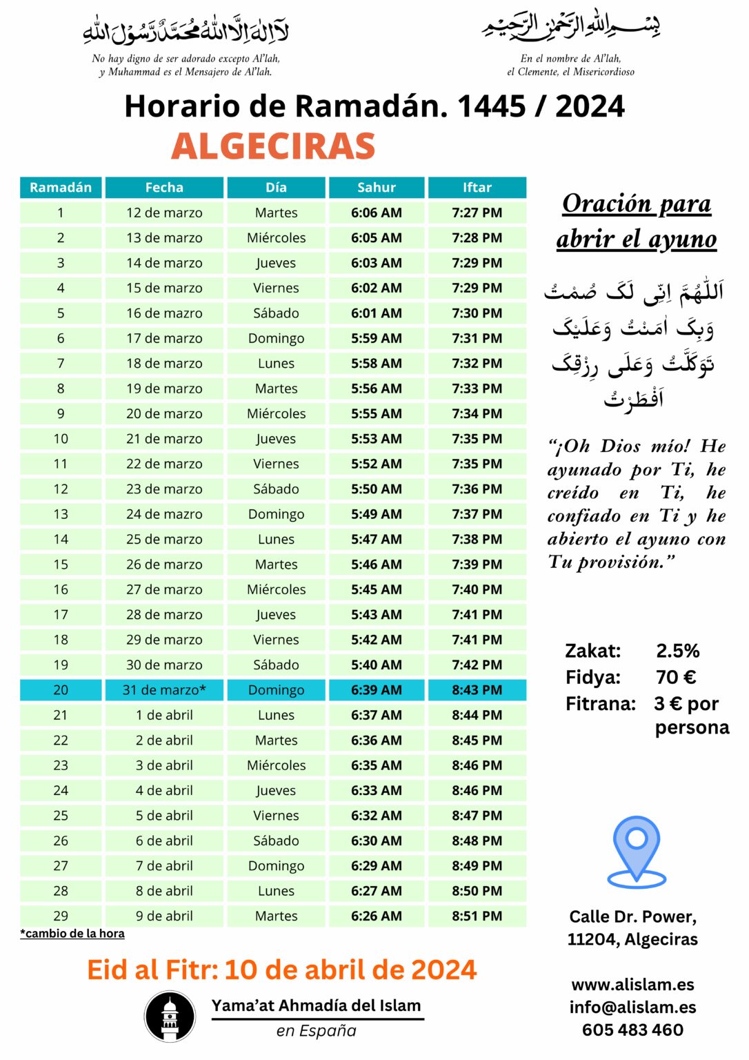 Calendario de Ramadán 2024 – España